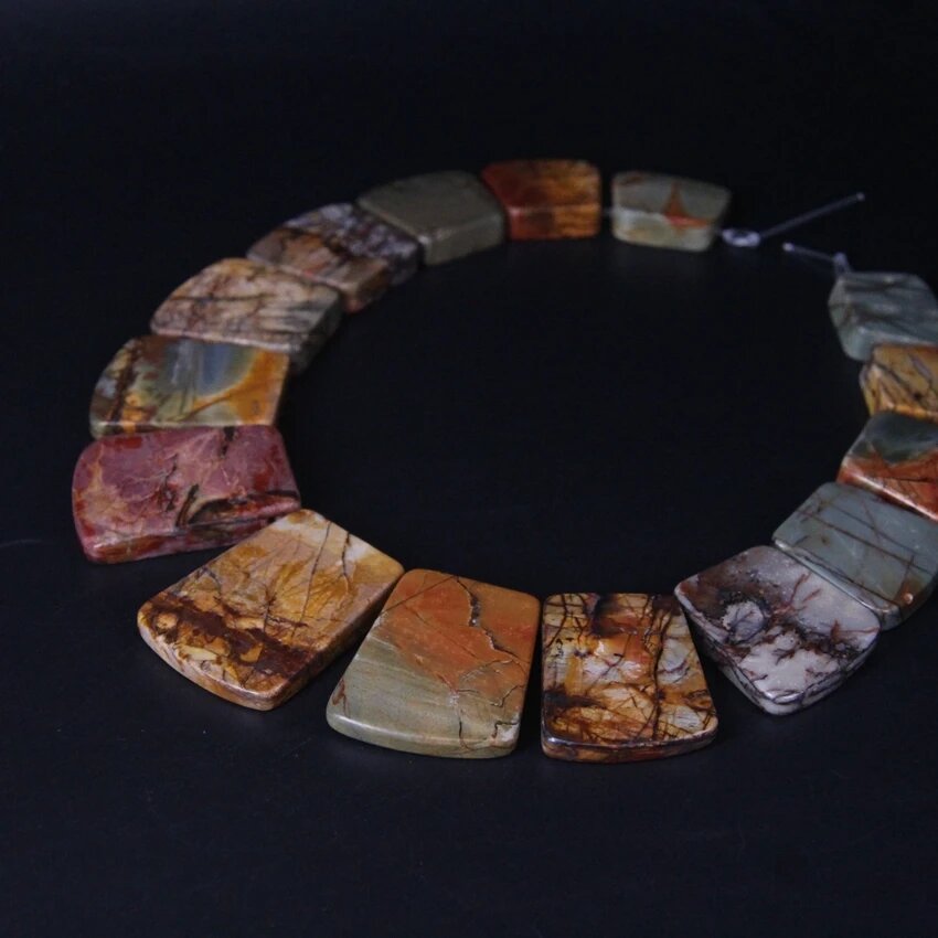 Бусины Picasso Jasper, трапеция, ожерелье Mking