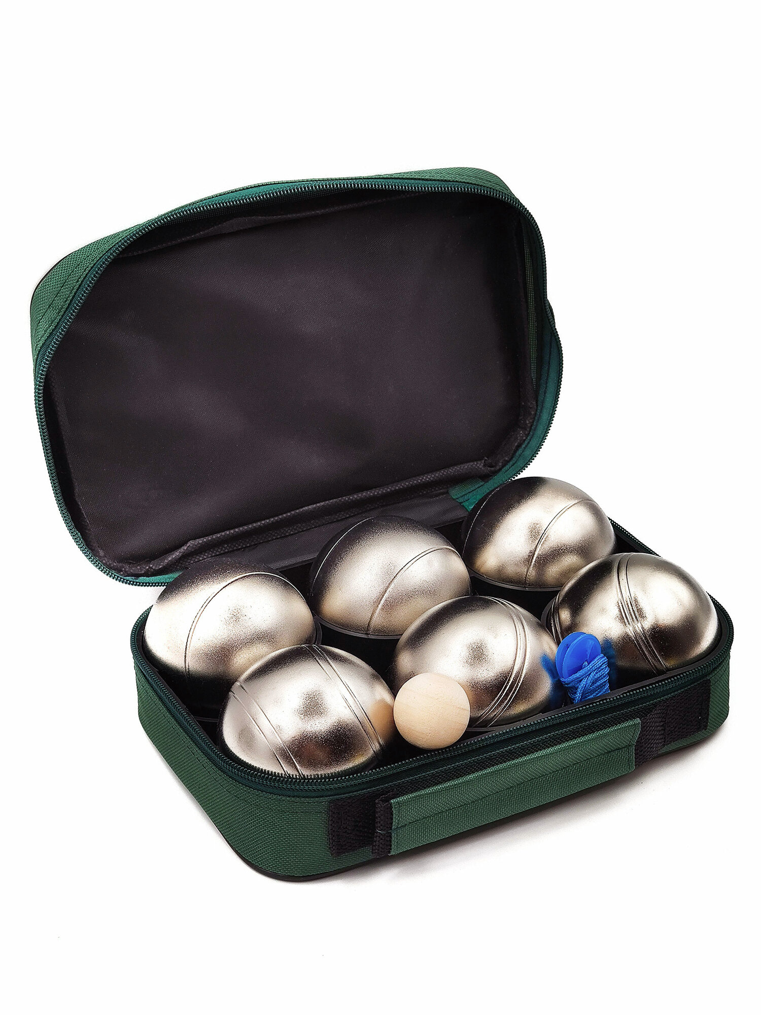 Петанк металлический Фабрика Игр спортивная игра для улицы Бочча, 6 шаров, матовые, белое золото, в сумке