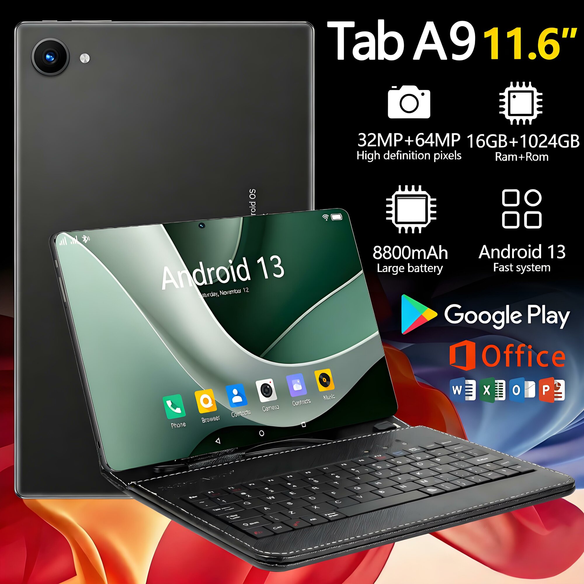 Игровой планшет TabA9 EU, 11.6" Full HD, 16GB/1TB, 2SIM, Black, Bluetooth 5.0