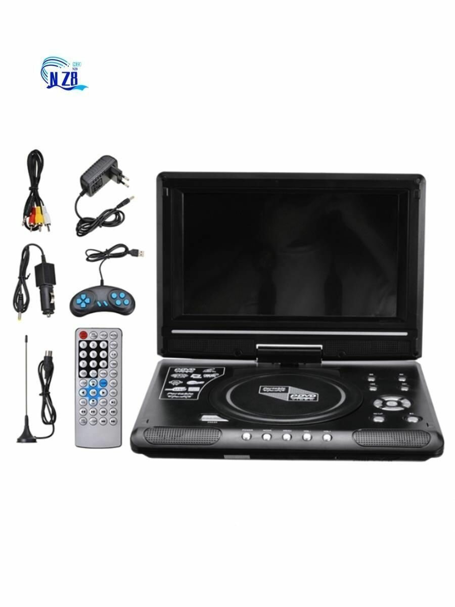 (R A H K) 9,8-Дюймовый Портативный Домашний Автомобильный DVD-Плеер VCD CD Game TV Player USB-Радиоадаптер Поддержка Приема FM-Радио-EU Plug