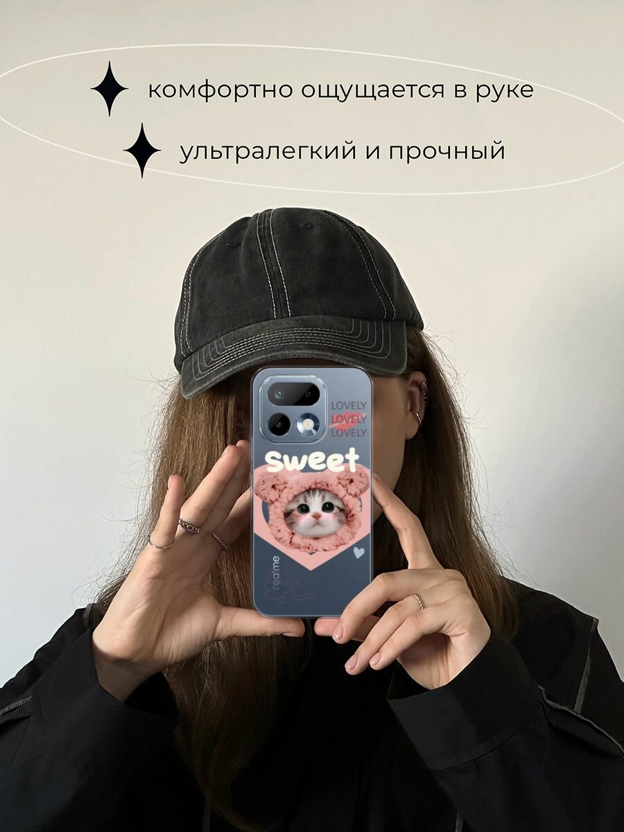 Чехол на Realme 16 Pro / Реалме 16 Про с принтом Sweet lovely kitten 2, прозрачный — фото 1