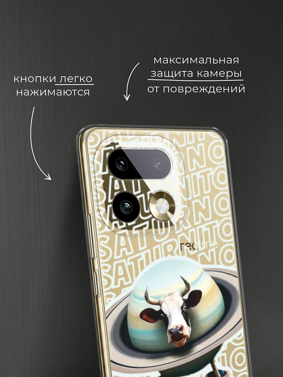 Чехол на Realme 16 Pro+ / Реалме 16 Про+ с принтом Сатурнито сатурно 2, прозрачный — фото 1