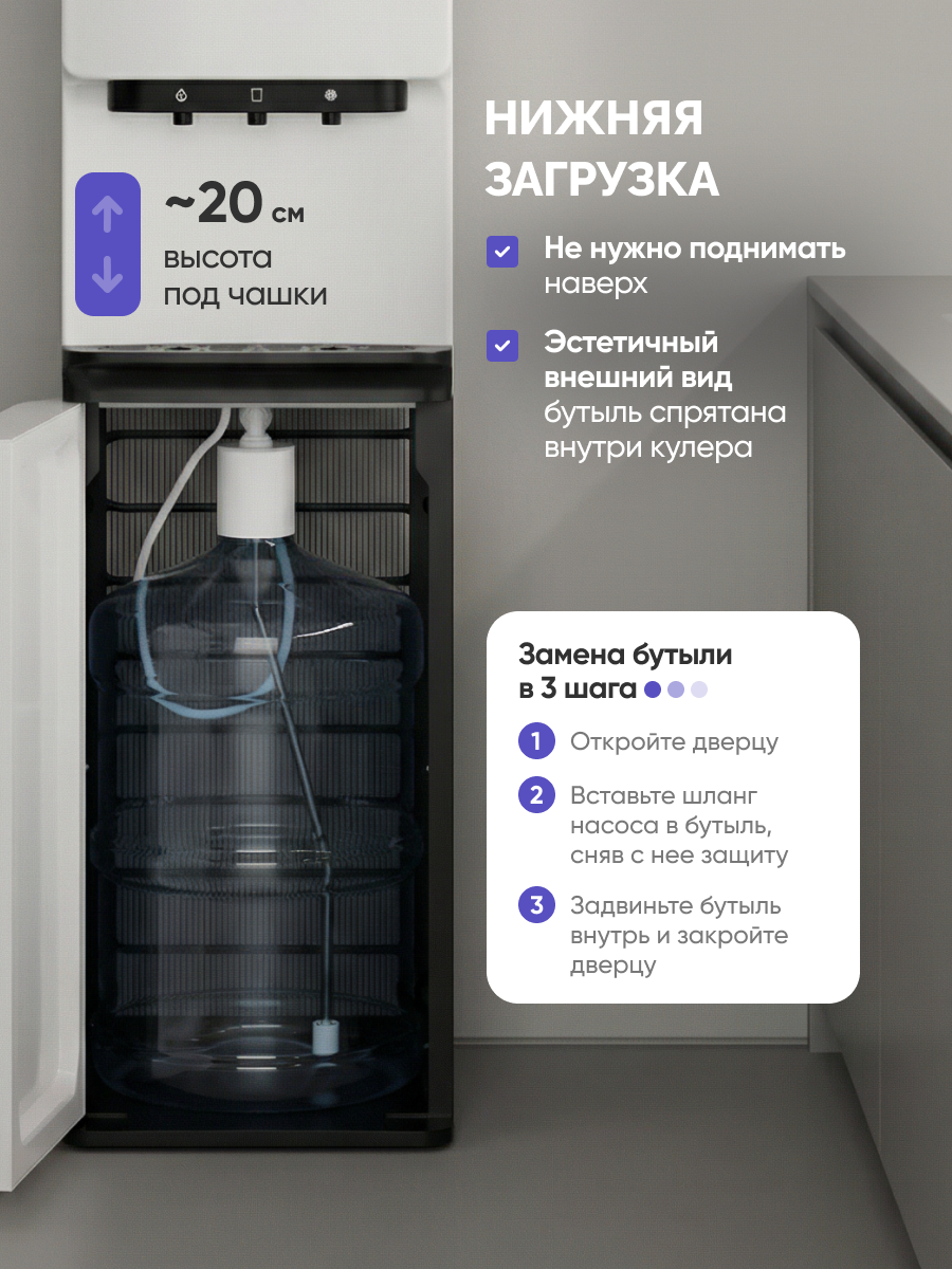 Кулер Stoewer 3DC, компрессорное охлаждение, напольный, защита от детей, накопительная ёмкость — фото 1