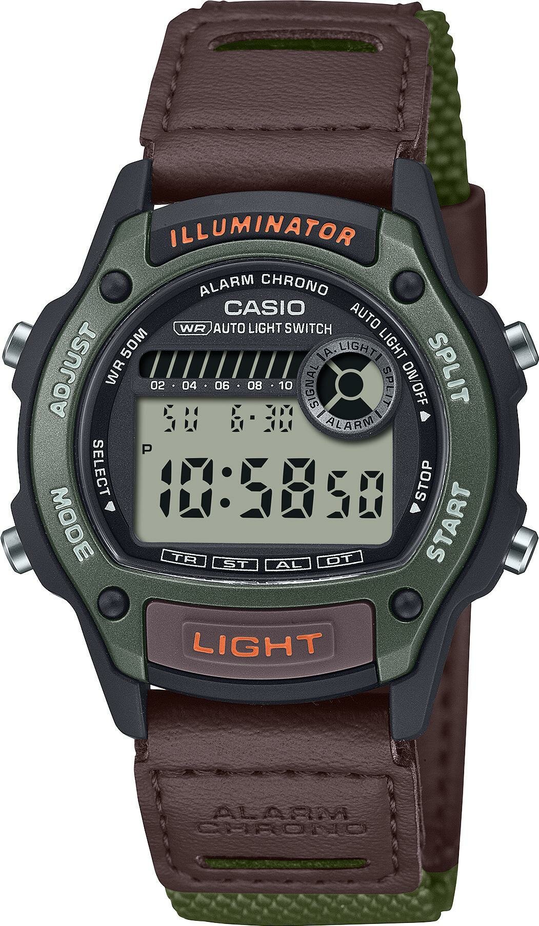 Наручные часы CASIO, коричневый, черный, зеленый — фото 1