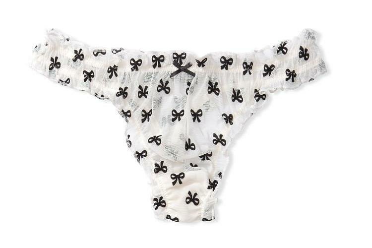 Женские трусы-стринги Victoria's Secret 1 шт белый принт с бантом 9934814, L EU