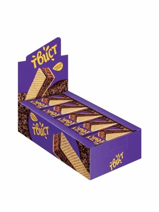 Батончик Твист , вафельный с шоколадной начинкой, 22,5 г (упаковка 20 шт)