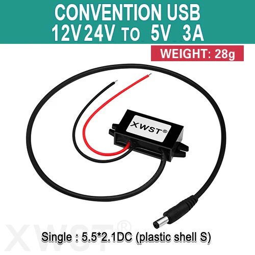 Конвертер DC-DC XWST 12-24В в 5В 3А, 5.5x2.1 DC