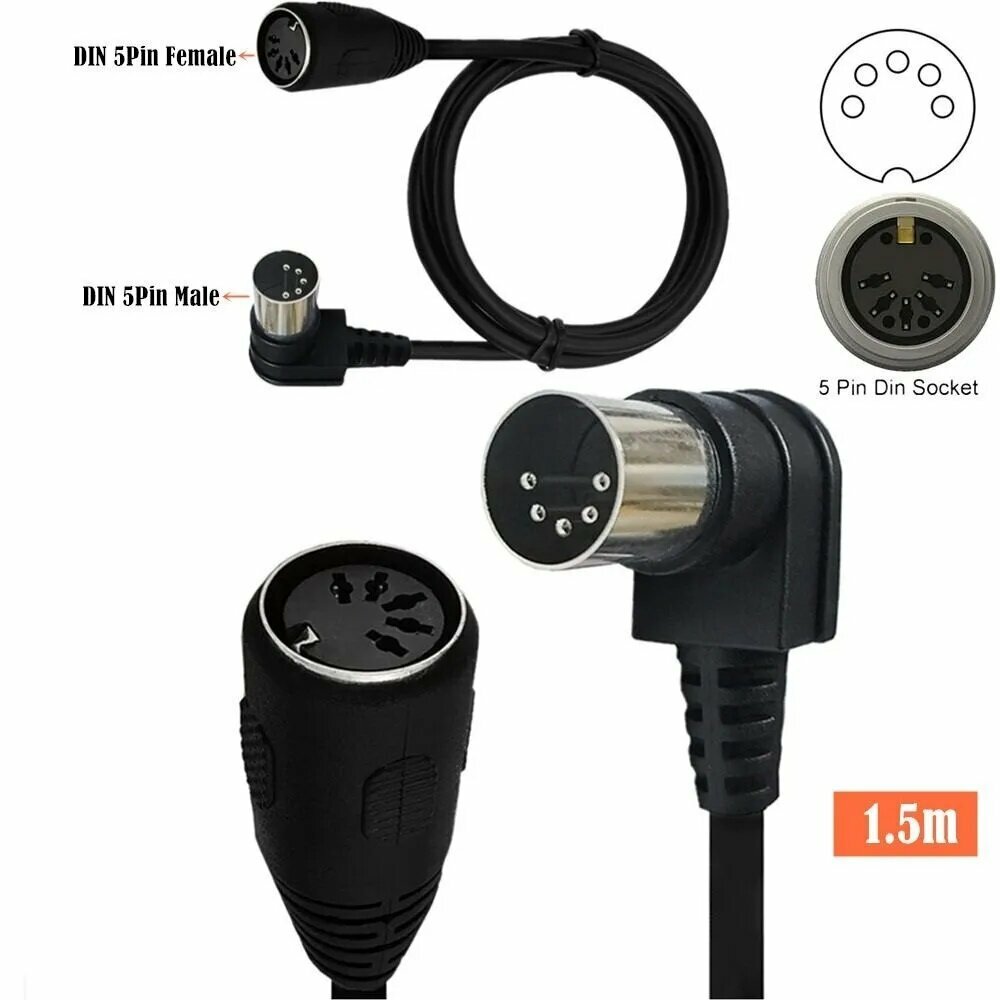 PENGQIAO Аудиокабель 5-pin DIN/5-pin DIN, 1.5 м, черный матовый