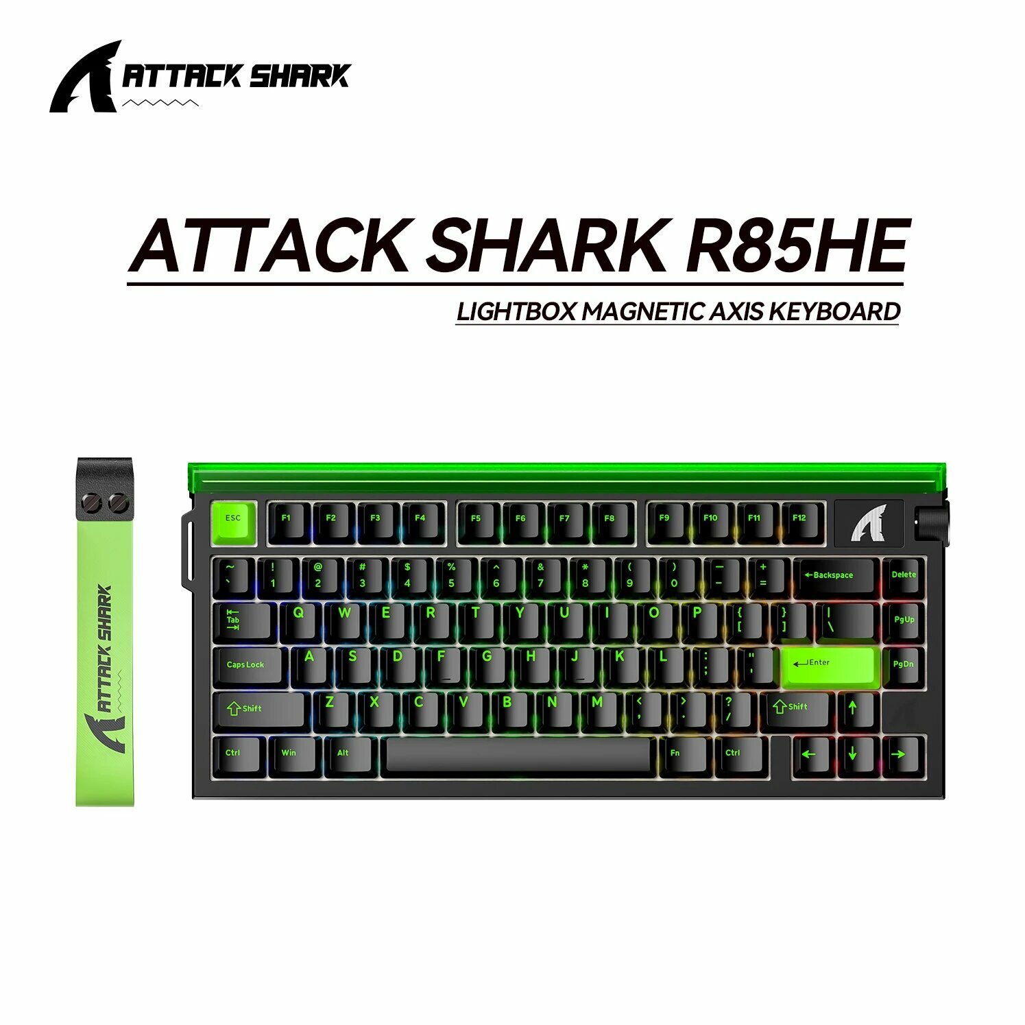 Attack Shark R85 HE Проводная механическая клавиатура 78 клавиш( Черный-зеленый)