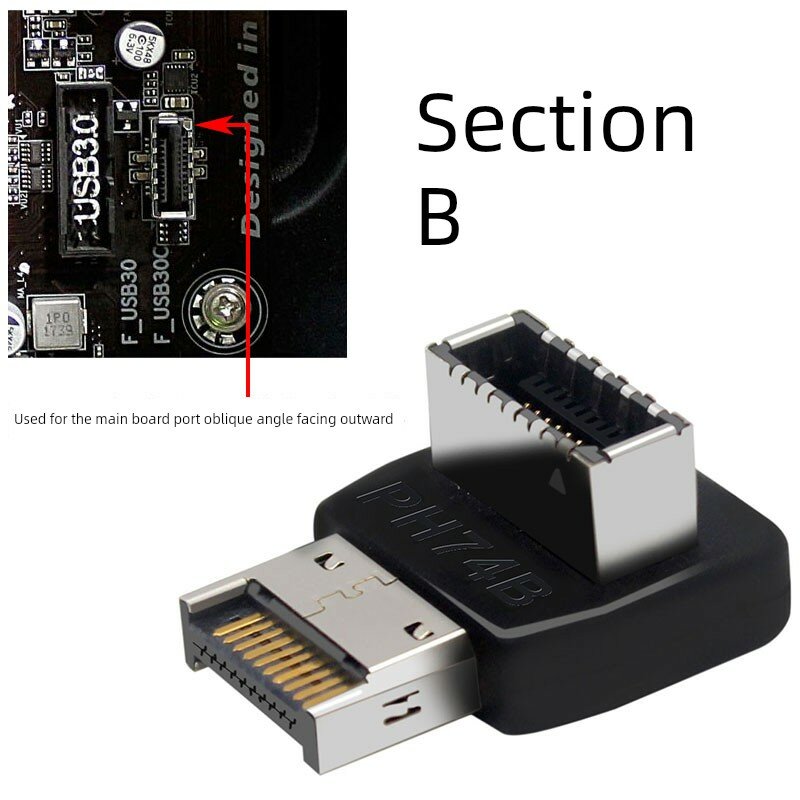 USB 3.2 Gen 2 Type-C к Type-C поворотный разъем на 90 градусов для управления кабелем материнской платы установка на