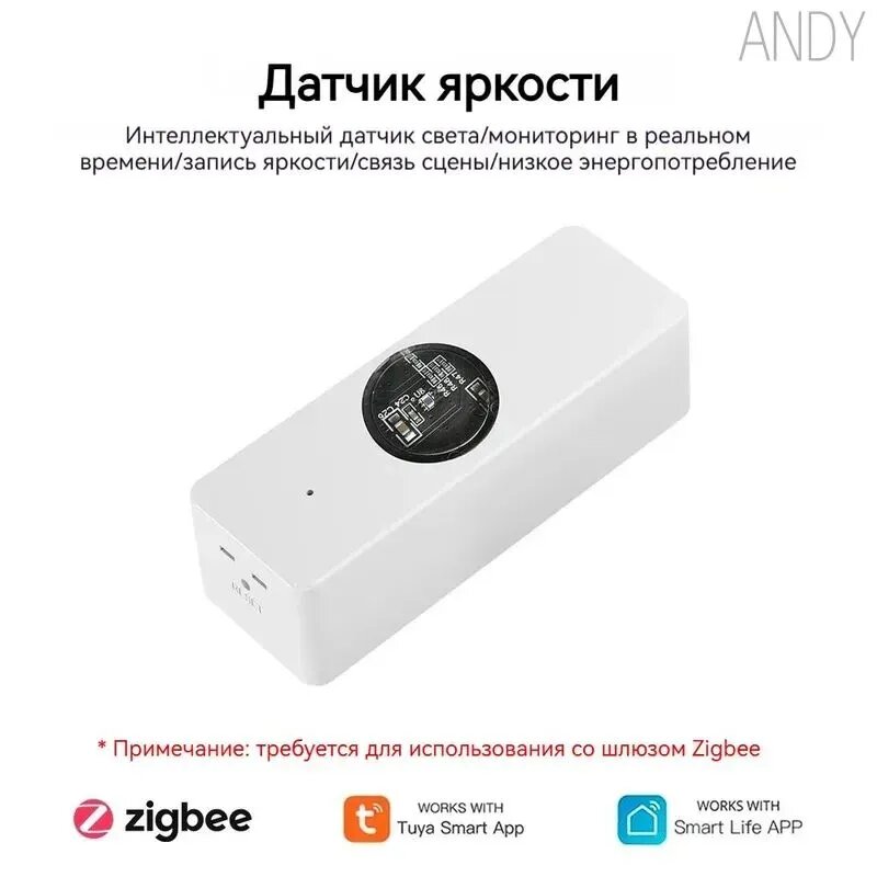 Датчик освещенности Датчик яркости Детектор яркости освещения, ZigBee, Домашняя автоматизация с подключением устройств Smart Life
