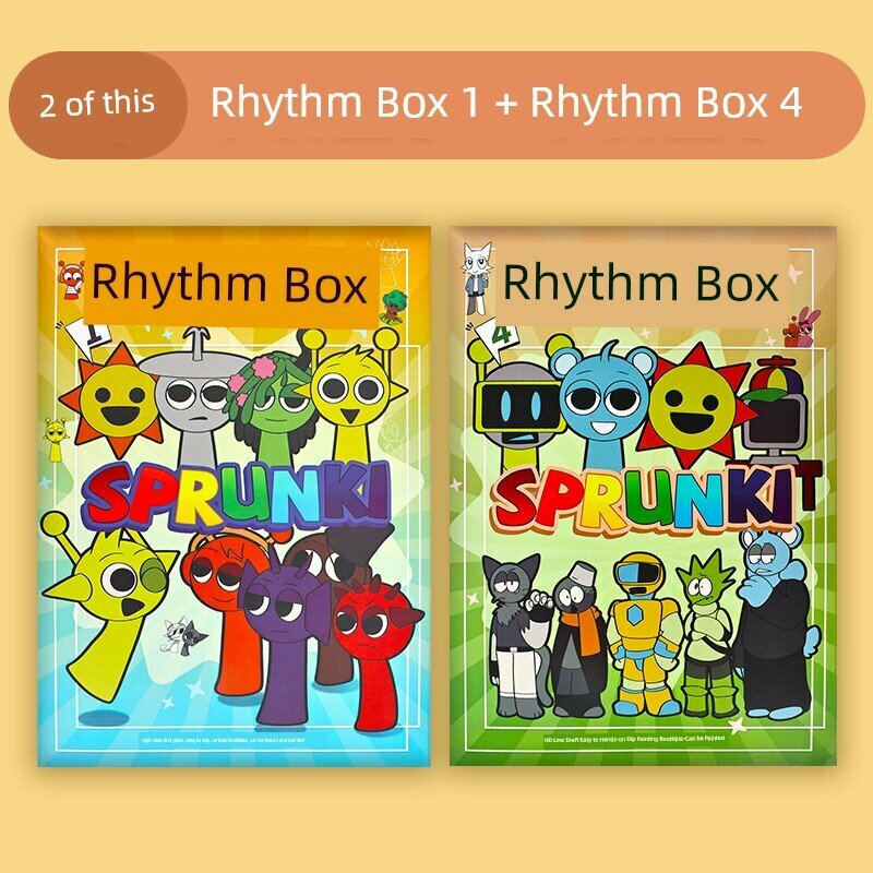 Sprunki Plush Rhythm Box Vol.1 и Vol.4 Двухтомный набор для рисования с учебными страницами