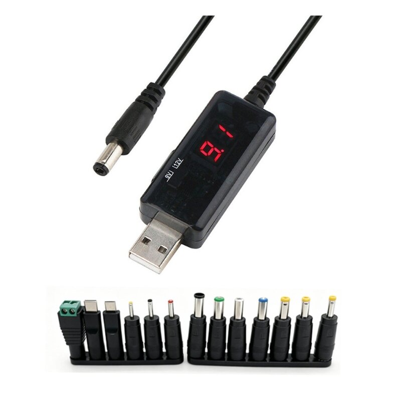 Универсальный усилительный кабель USB-DC5,5 мм с 13 адаптерами для подключения нескольких устройств в домашнем офисе и в путешествии