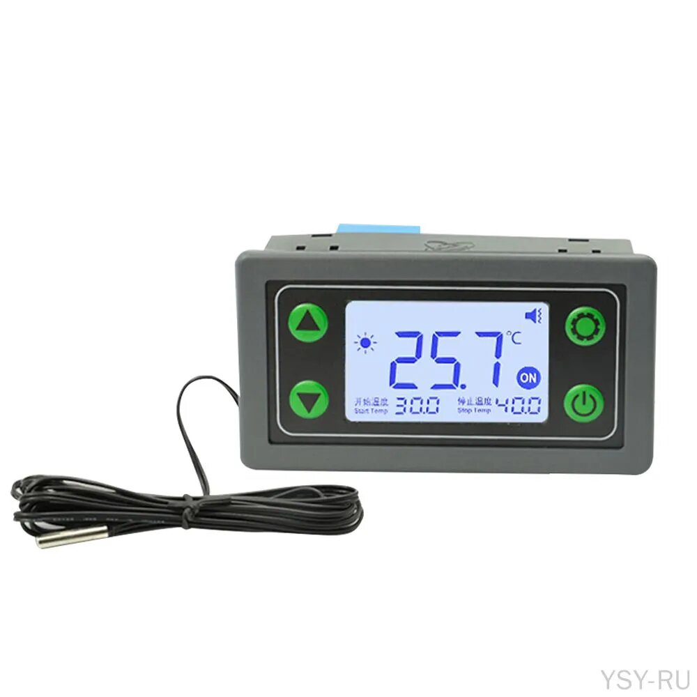 Дигитальный подсветной ЖК-дисплей, интеллектуальный термостат, высокоточный регулятор температуры с встроенным реле, функциями нагрева, охлаждения и памяти при отключении питания