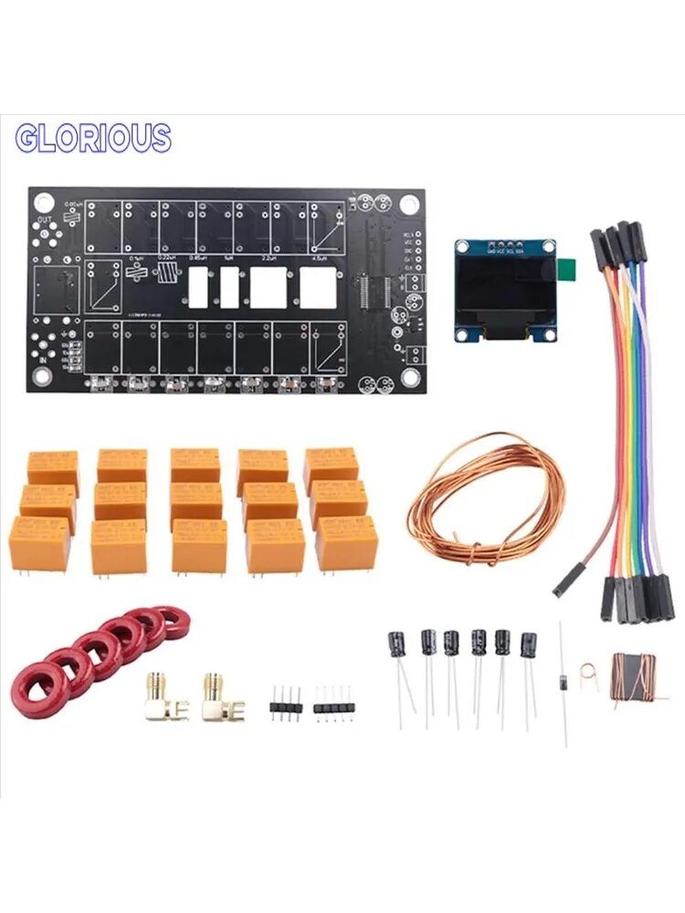 Q0Мини-антенный тюнер ATU-100 1,8-50 МГц Автоматический антенный + Программируемый усилитель с OLED-прошивкой, приемник DIY Kit