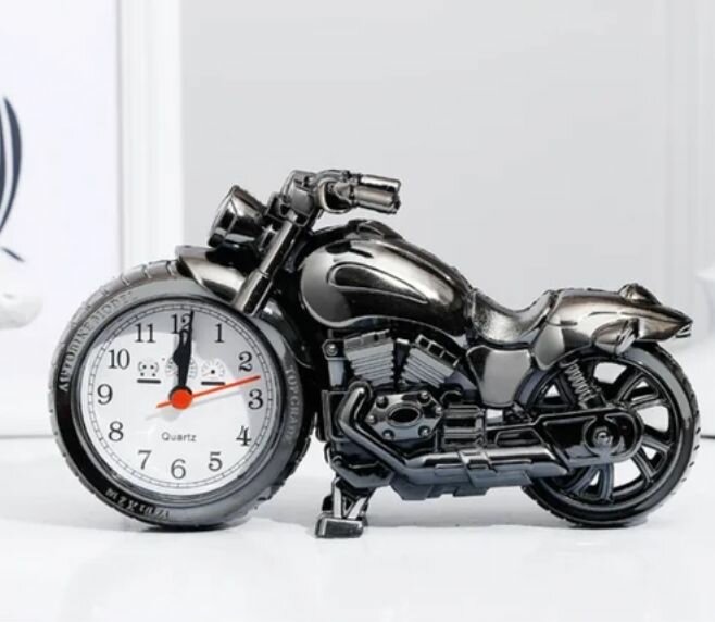 Часы-будильник в виде мотоцикла, антрацит цвет, 1 шт