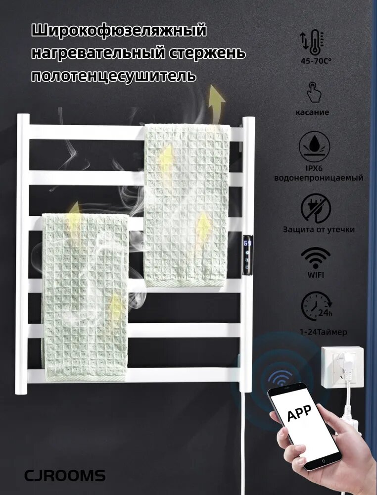 Полотенцесушитель Электрический в ванной комнате, Сушка и обогрев ванной. Матовое золото