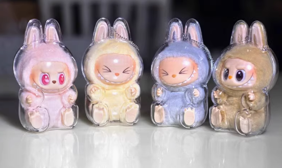 POPMART LABUBU Sitting Party Series Vinyl Face Plush Macaron 2nd Generation Blind Box Прозрачный защитный