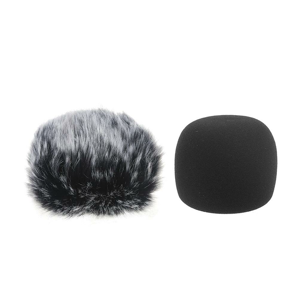 Чехол-«фурри» для микрофона Zoom H1, Черно-белые короткие волосы + защитный чехол