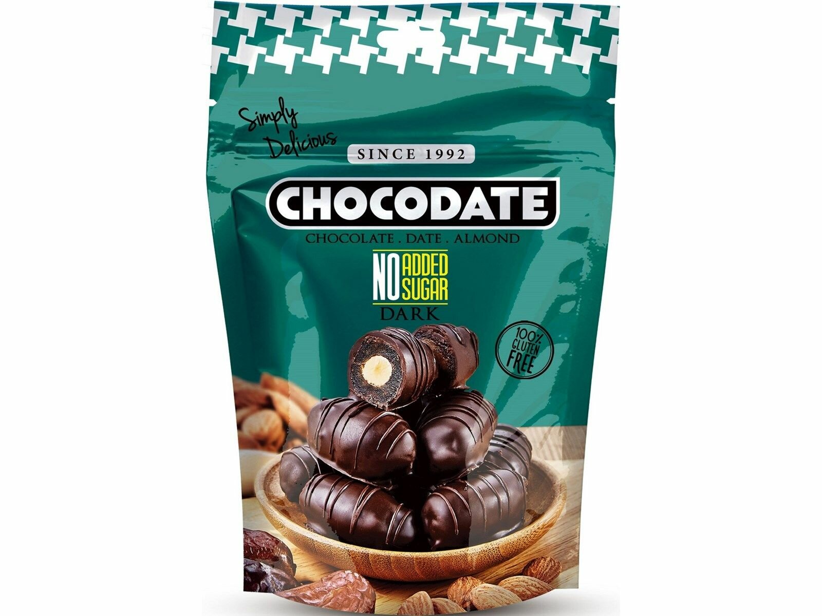Chocodate Конфеты финики с миндалем в темном шоколаде, 100 г