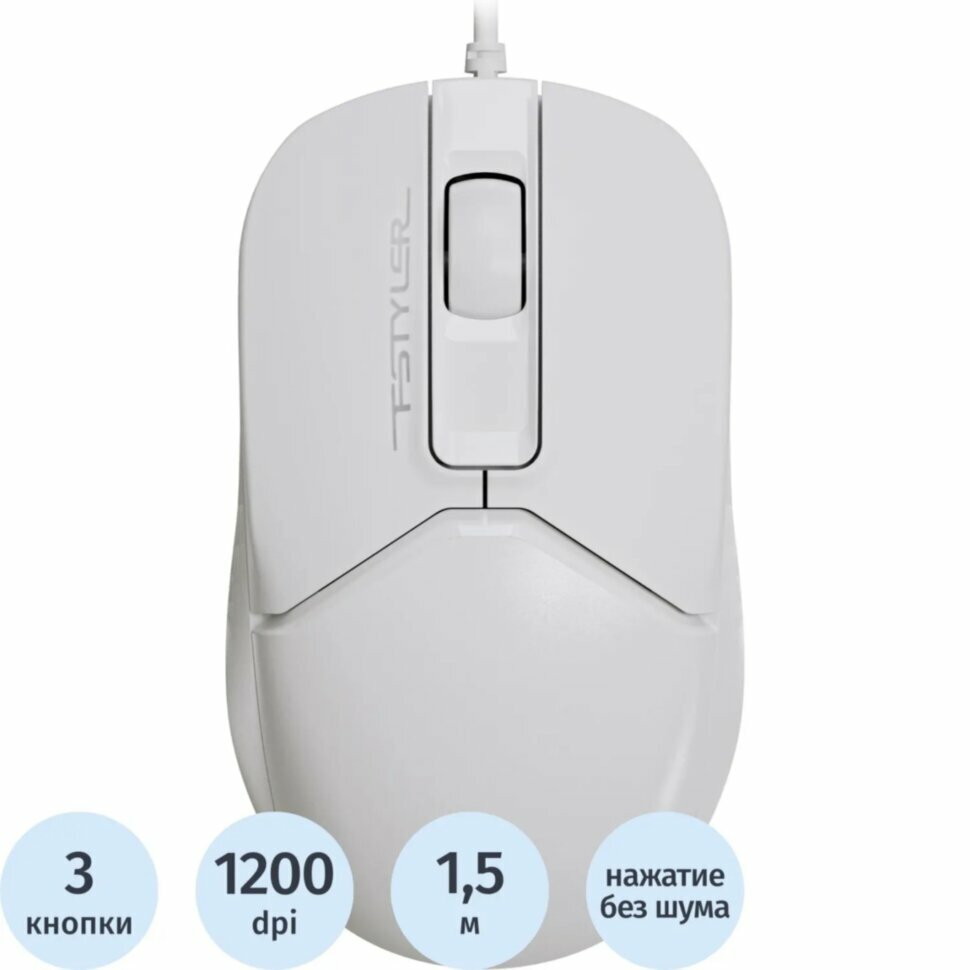Мышь компьютерная A4Tech Fstyler (FM12S WHITE) оптическая 1200dpi/3but, 1777612
