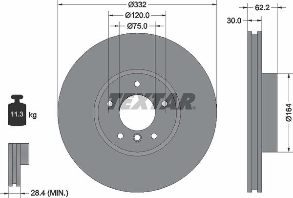 Диск тормозной передний с покрытием PRO+ BMW X5-E70 F15 X6-E71 F16 TEXTAR 92160805