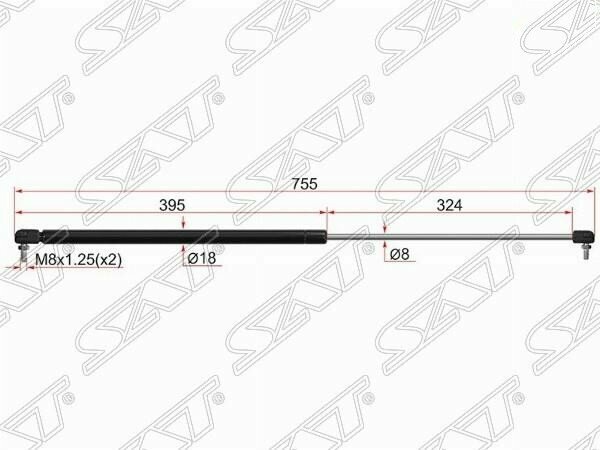 Амортизатор капота SAT ST-53440-29050 Toyota Camry XV30 01-06, Camry UAE/USA 01-06 справа=слева