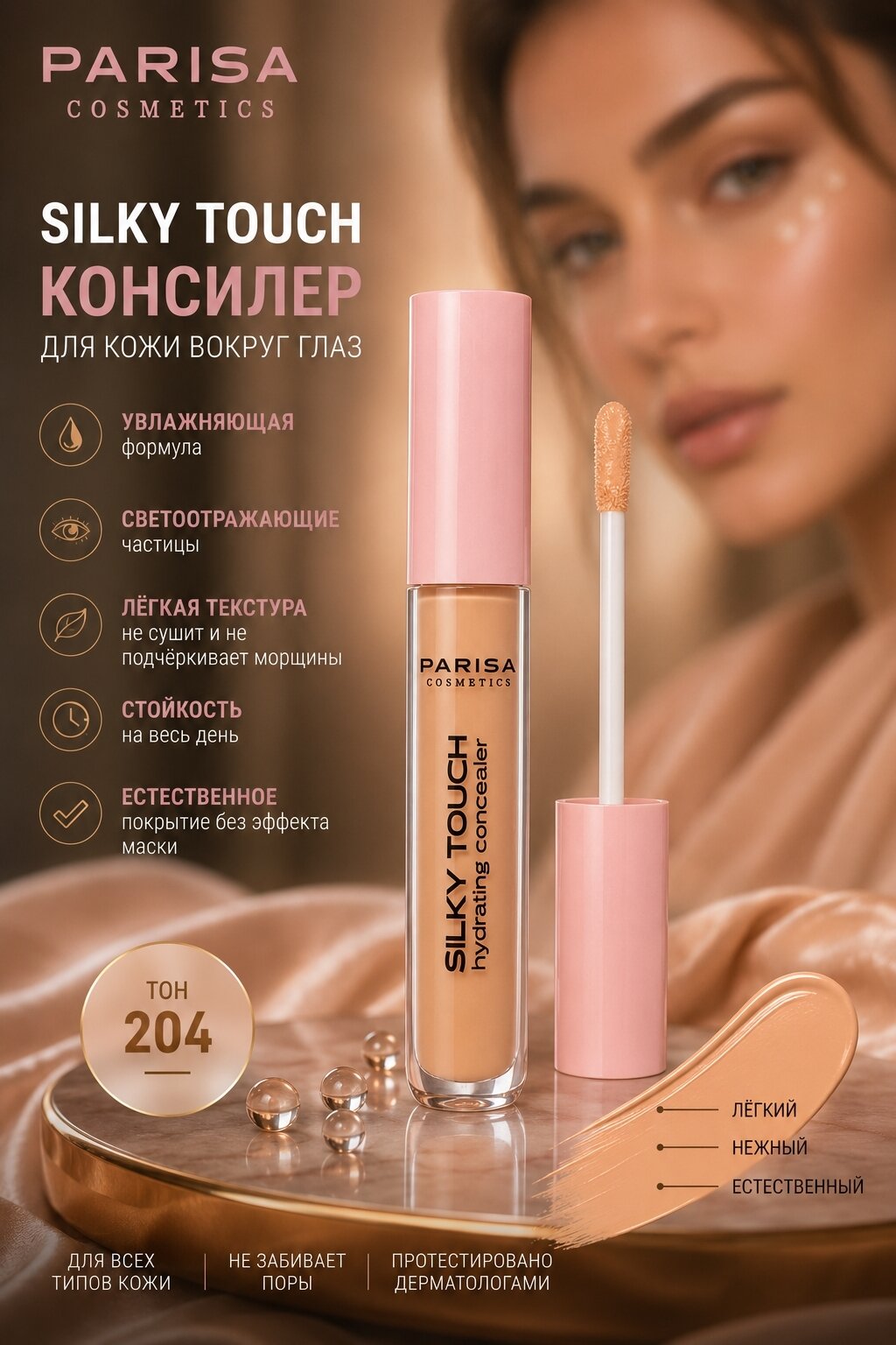 Parisa Консилер для кожи вокруг глаз Silky Touch тон 204