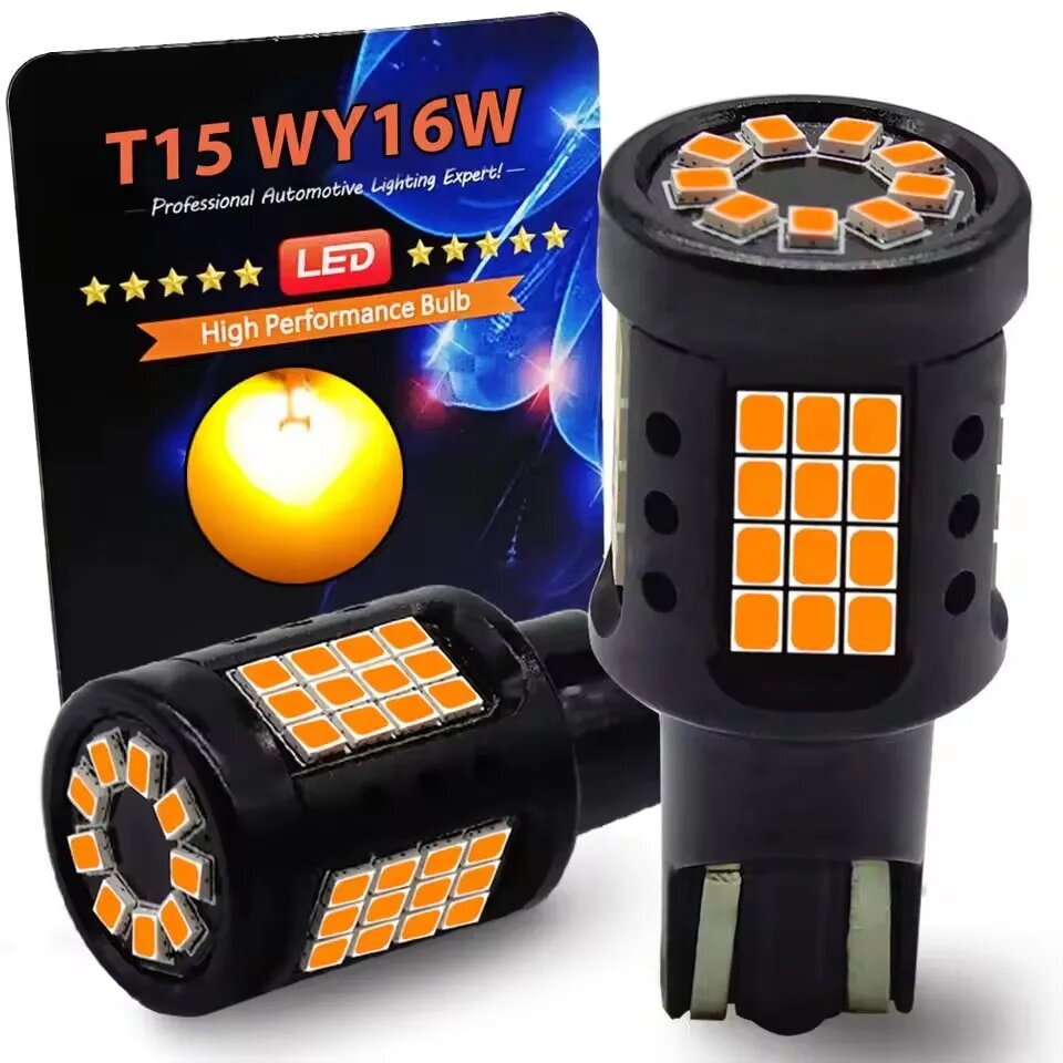 2 шт. LED T15 WY16W янтарные лампы поворотников