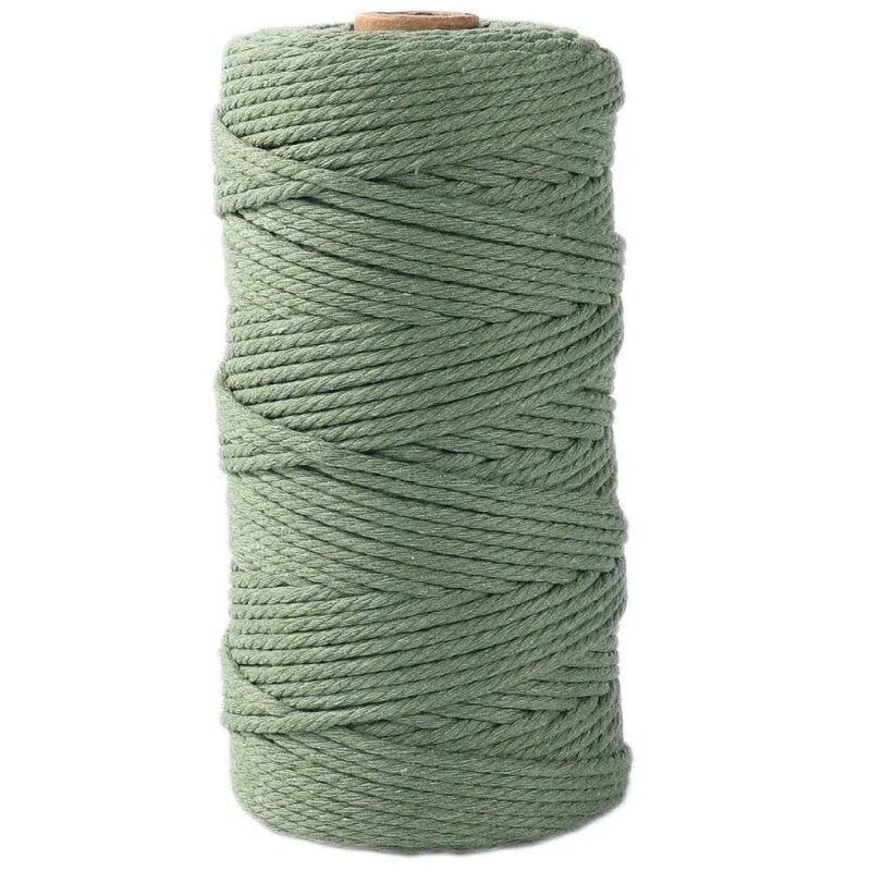 Хлопковый шнур для макраме, 3 мм, 100 м, AvocadoGreen