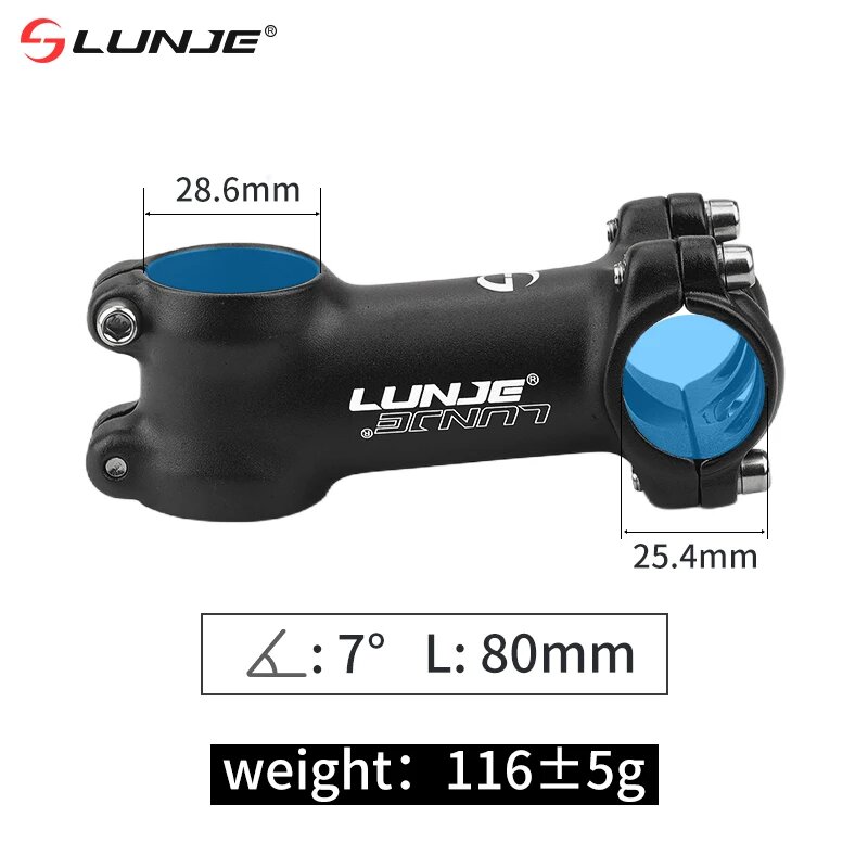 Вынос руля LUNJE 80 мм, 7°, 25.4x80mm, черный