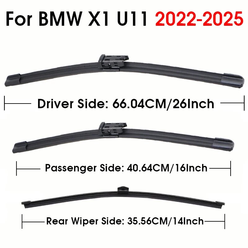 Щетки стеклоочистителя KAWOO 26"+16"+14" для BMW X1 U11 2022-2025, комплект передних и задних дворников, автоаксессуары