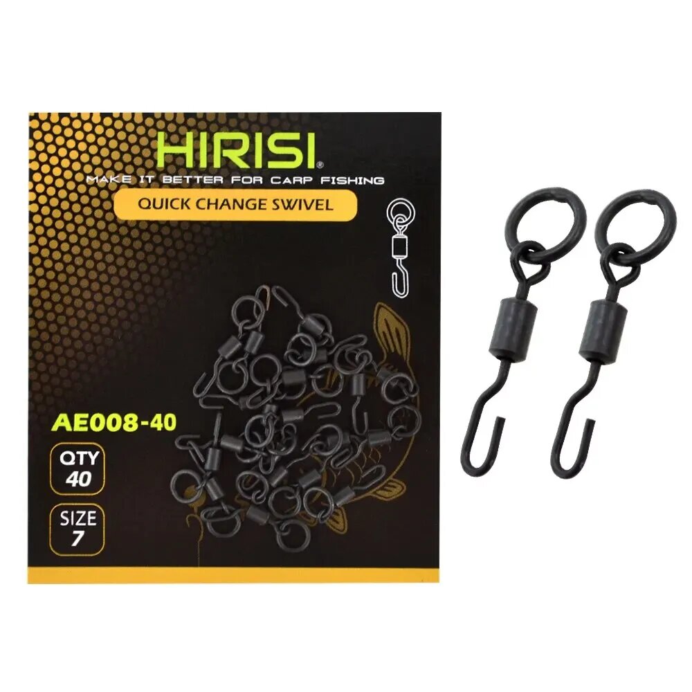Hirisi Вертлюги-карабины для карпа 40 шт