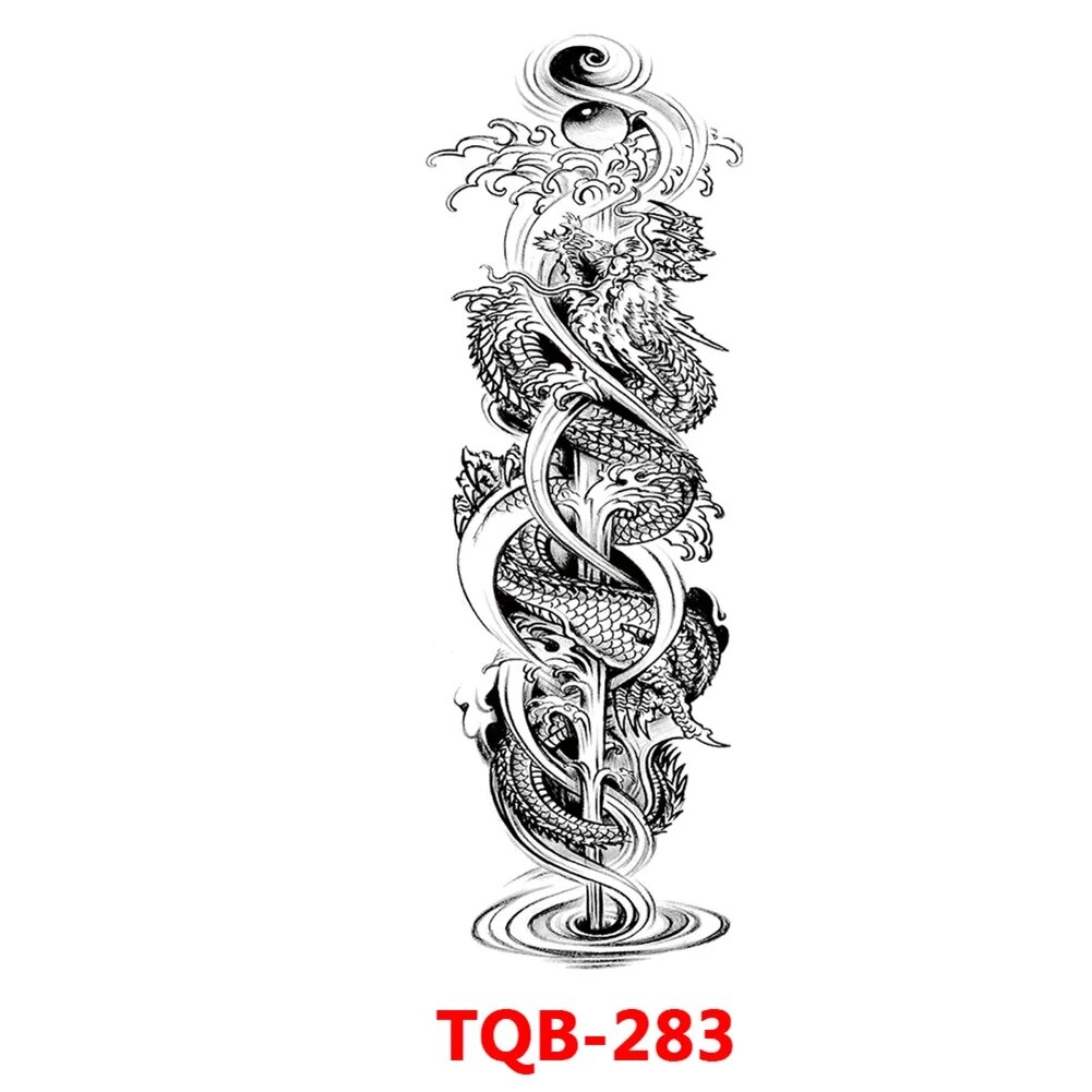 Временная татуировка дракон TQB283, черная