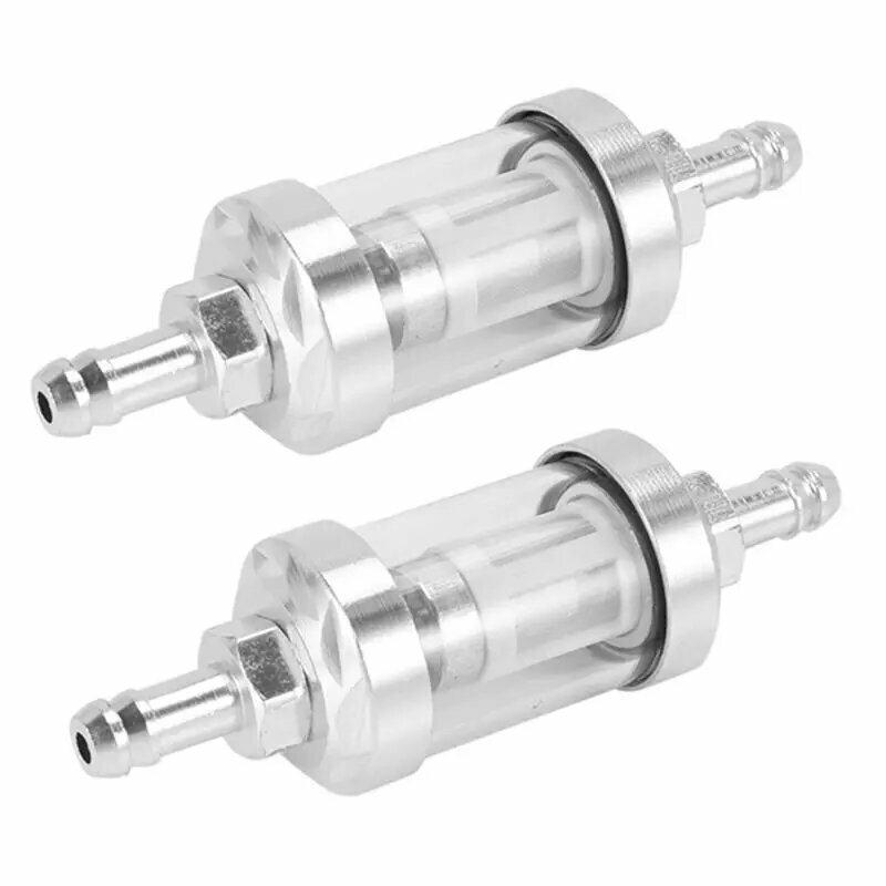 Универсальный хромированный топливный фильтр Ingenious-2Pcs для бензина и дизельного топлива, 5/16 дюйма (8 мм), серебристый, для мотоциклов
