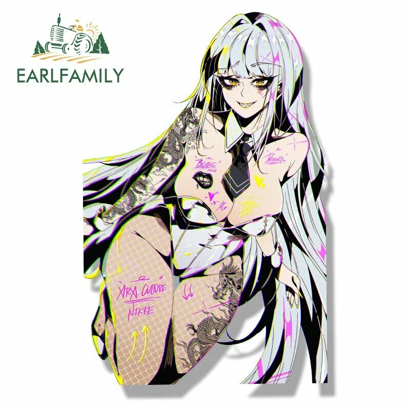EARLFAMILY Bunny Blanc Fanart Car Sticker Hot Anime Waifu Decal JDM Gothic Girl Graffiti Cartoon Peeker NSFW Car Styling