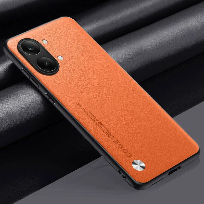 Оранжевый чехол Poco X8 Pro 5G из искусственной кожи