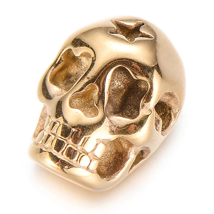 Бусина череп с звездой, skull 07 gold