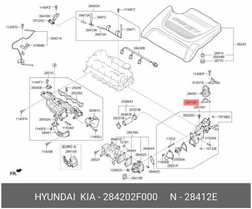 Уплотнительное кольцо выпускного коллектора двигателя Hyundai / Kia (Mobis) 284202F000