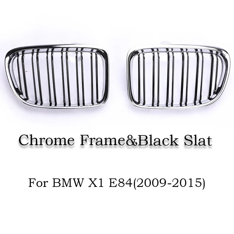 Серебристая Хромированная Решетка Радиатора Для BMW X1 E84 2009-2016 18i 20i 25i 28i, Двойные Ламели, Спортивный Дизайн