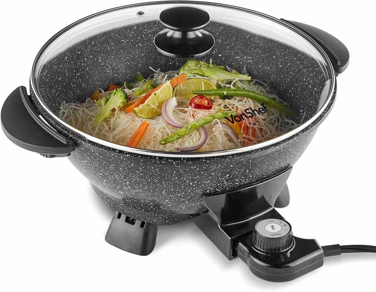 VonShef Электрическая сковорода Electric Wok Non-Stick 5 л, 1400 Вт
