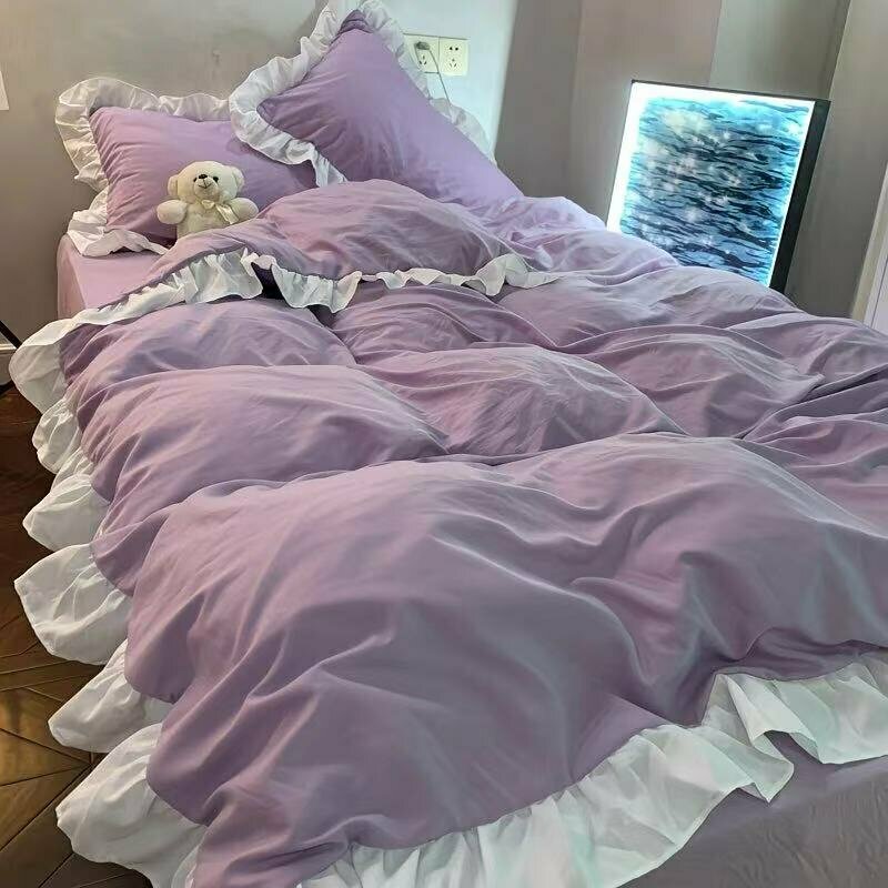 Комплект постельного белья Princess Style из хлопка 4 шт, ,220*240cm, фиолетовый