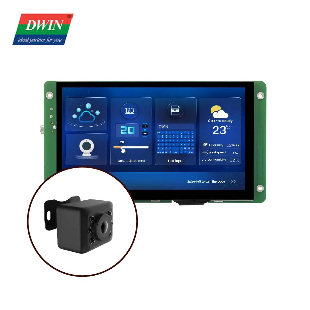 DWIN 7 дюймов IPS TFT LCD дисплей DMG10600T070_26W Темно-зеленый, CTP with camera