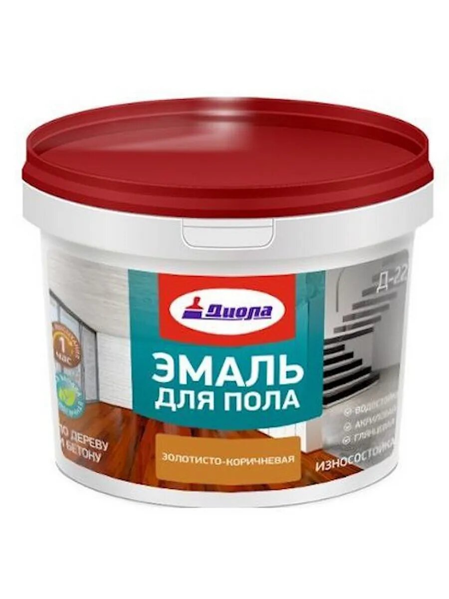 Эмаль для пола Диола-225 золотисто-коричневая 0.8 кг