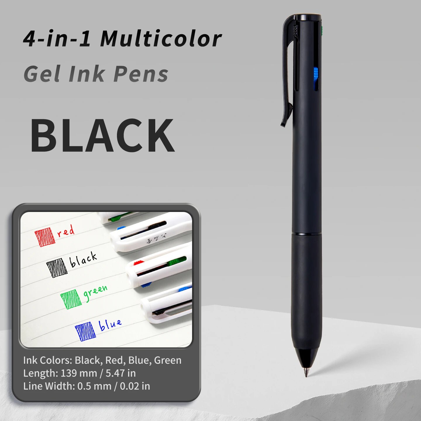Многоцветная гелевая ручка 4-в-1 0,5 мм black