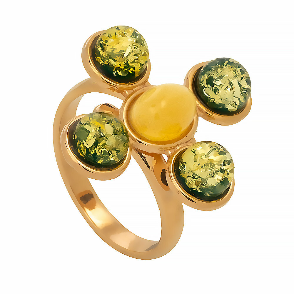 Кольцо, серебро, 925 проба, родирование, янтарь
