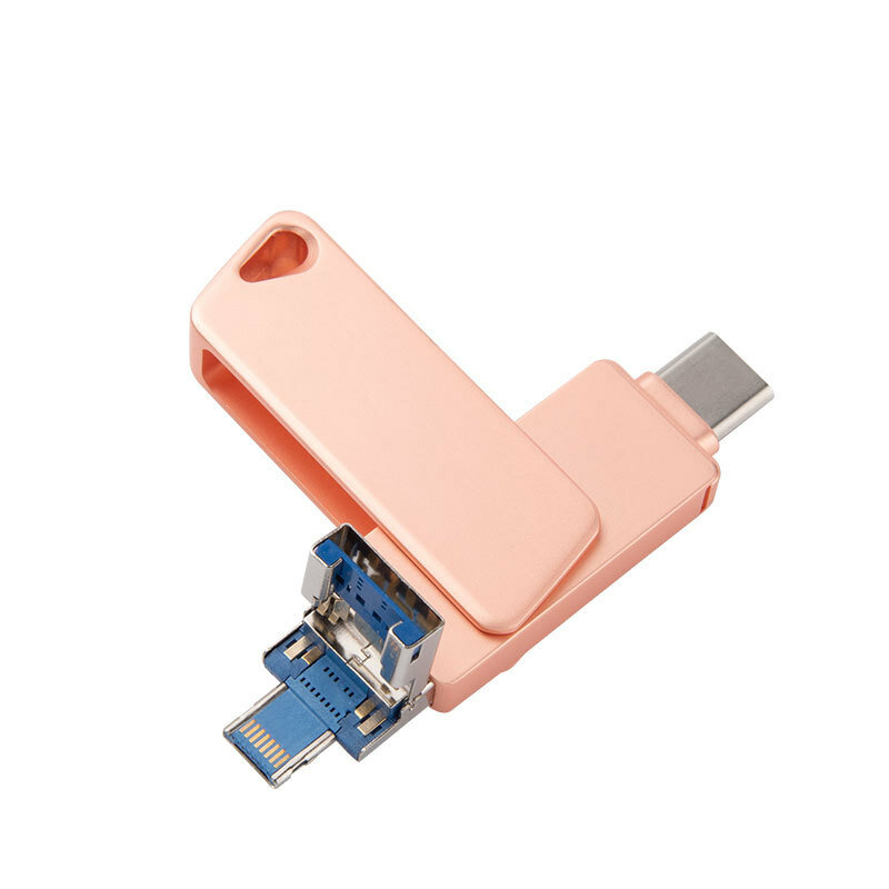 Премиальный розовый 512 ГБ вращающийся USB-накопитель с Type-C разъемом для устройств Apple iOS и Android