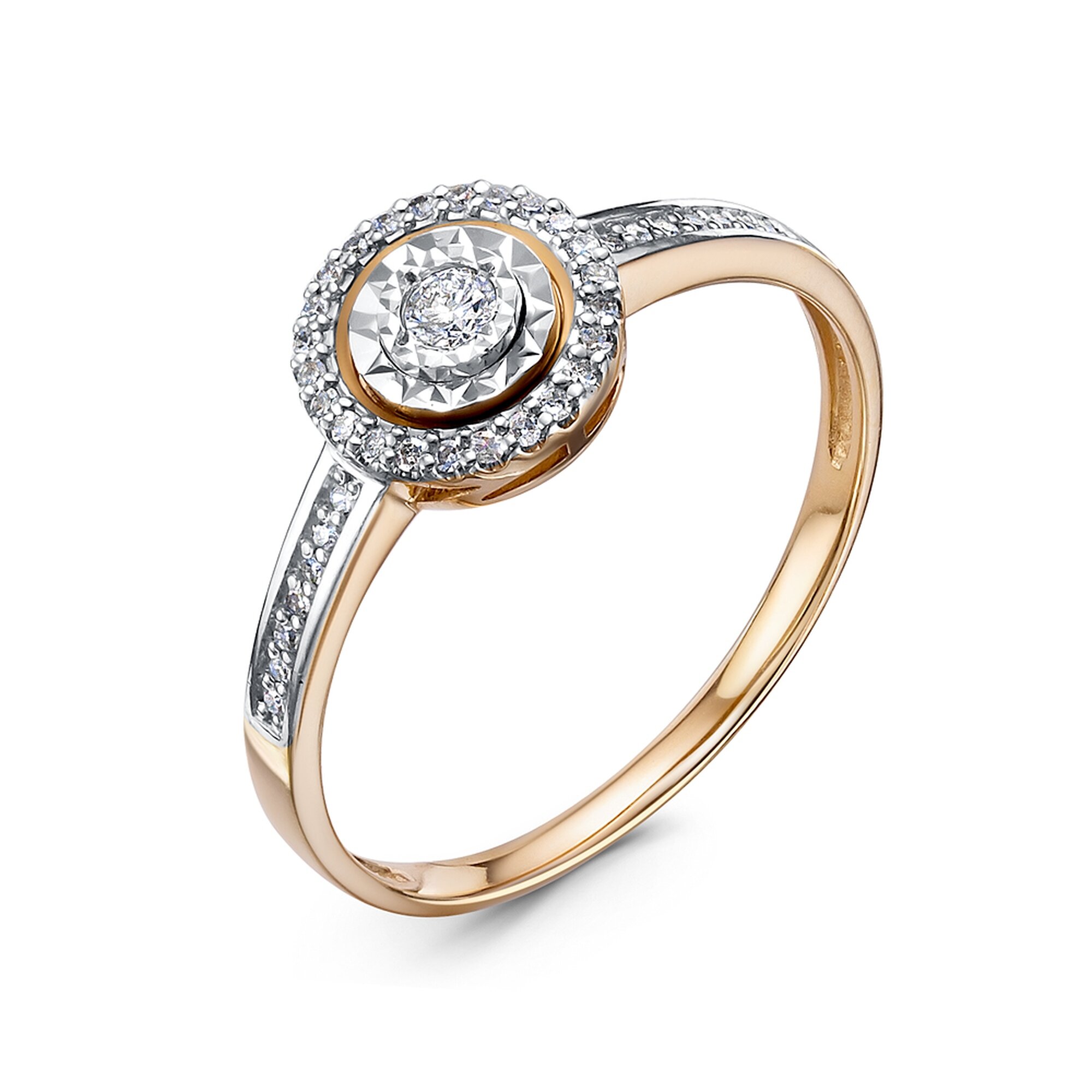 Кольцо Diamant online, красное золото, 585 проба, бриллиант