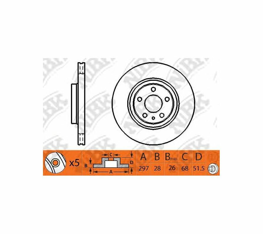 Диск тормозной задний NIBK RN1517 для а/м MAZDA CX-5 KE, GH