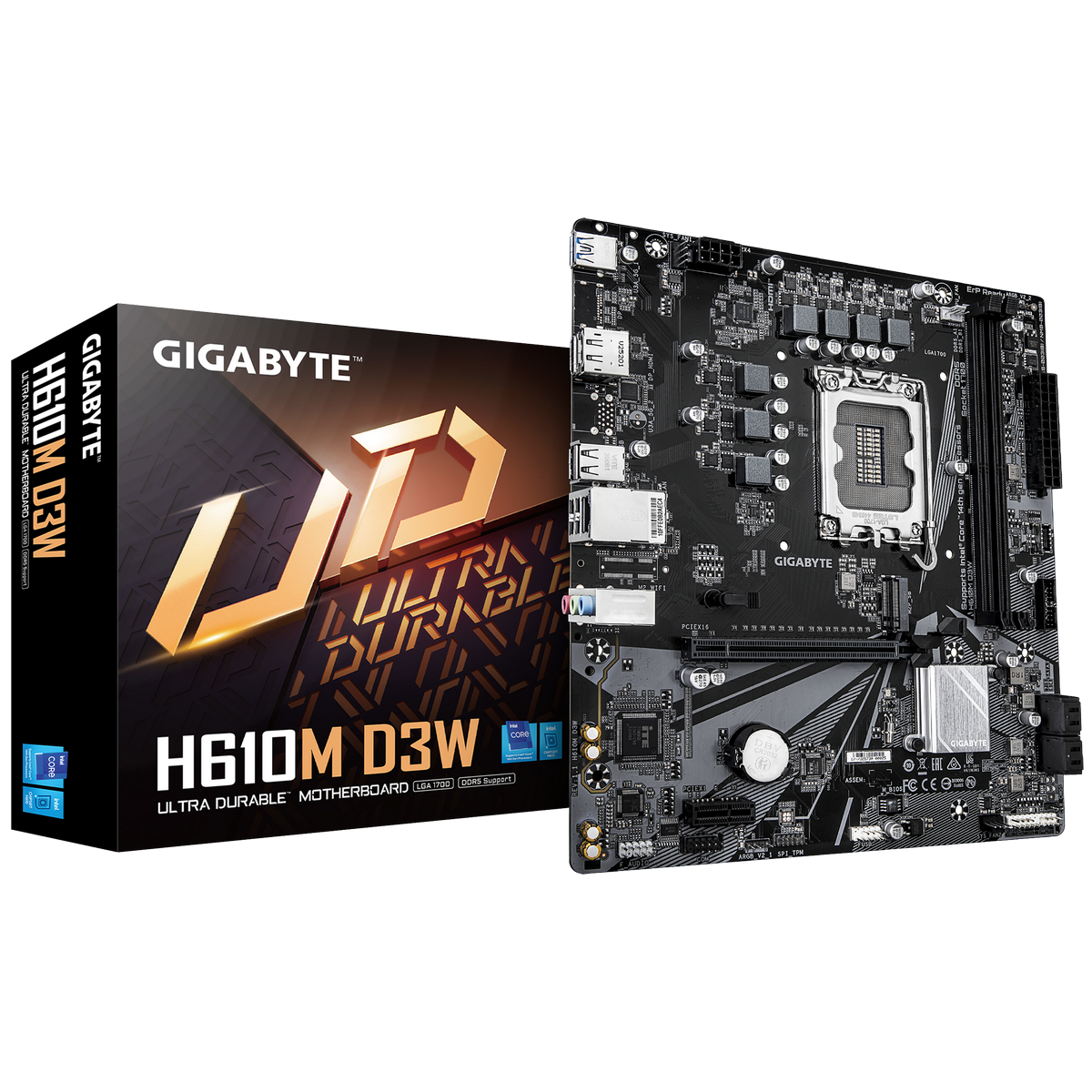 Материнская плата Gigabyte H610M D3W, LGA1700, Intel H610, Micro-ATX, RTL (H610M D3W)